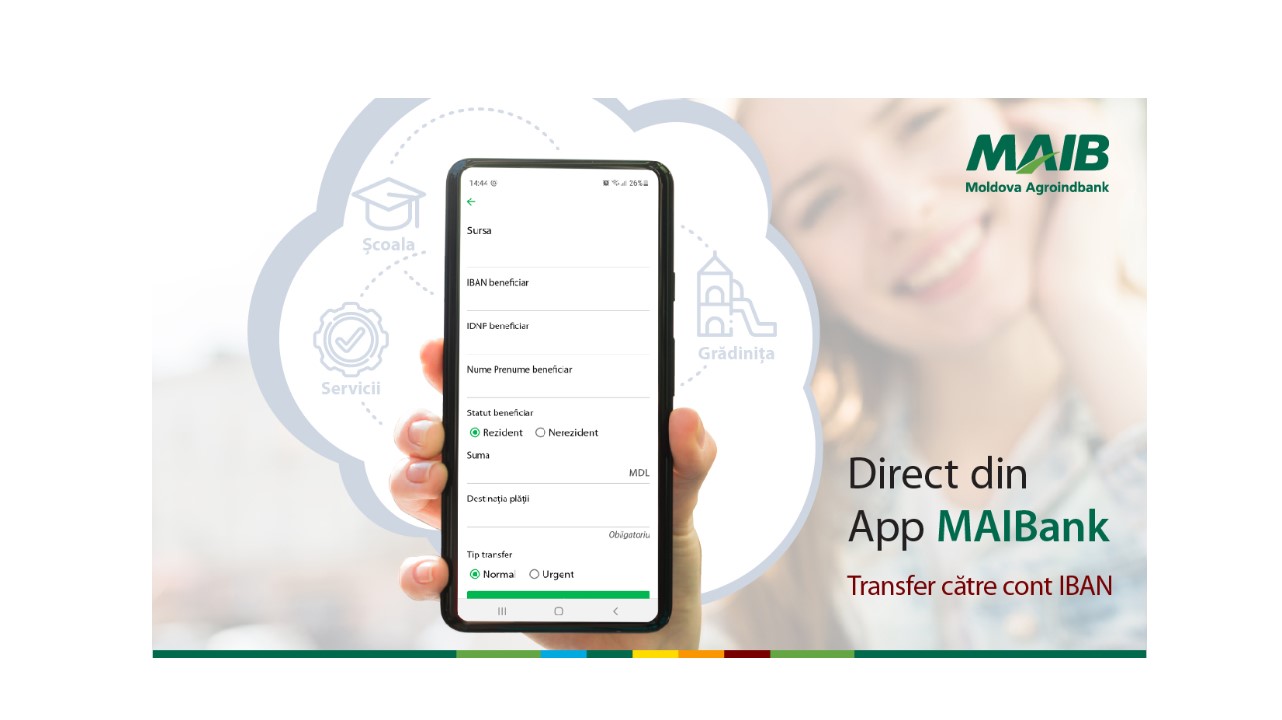 Nou de la Moldova Agroindbank: Transfer de bani către cont IBAN prin ...